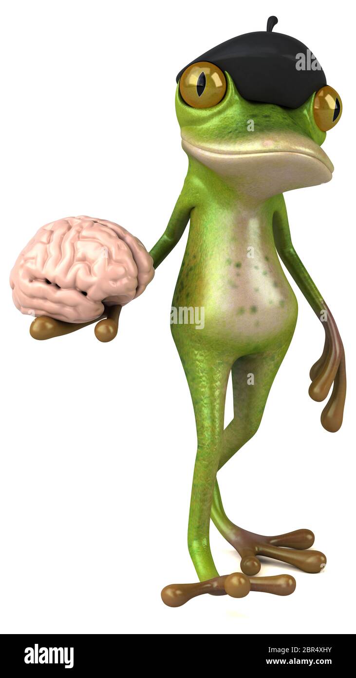 Fun french frog - 3D Illustration Stock Photo - Alamy
