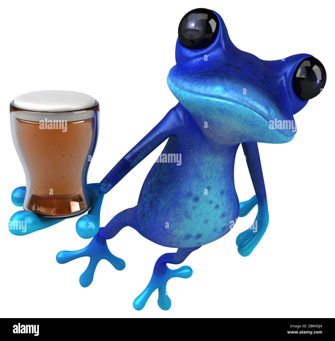 Fun blue frog - 3D Illustration Stock Photo - Alamy
