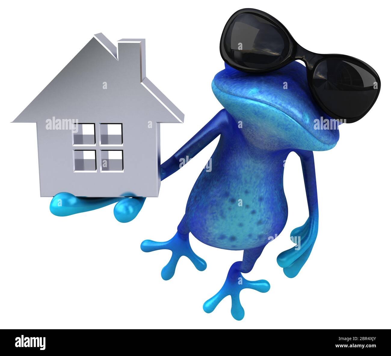 Fun blue frog - 3D Illustration Stock Photo - Alamy