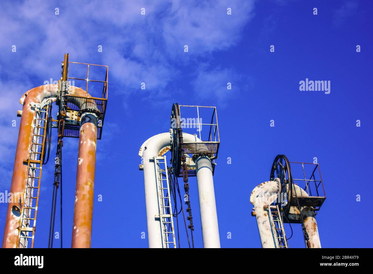 Oil pumps. Offshore Industry oil and gas production petroleum pipeline ...