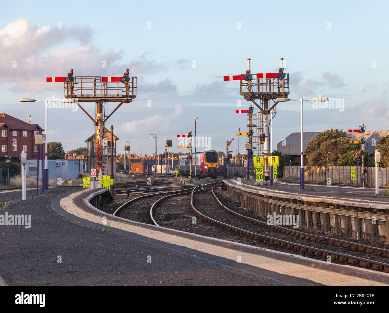 Virgin Trains class 221 voyager train arriving at Blackpool North ...