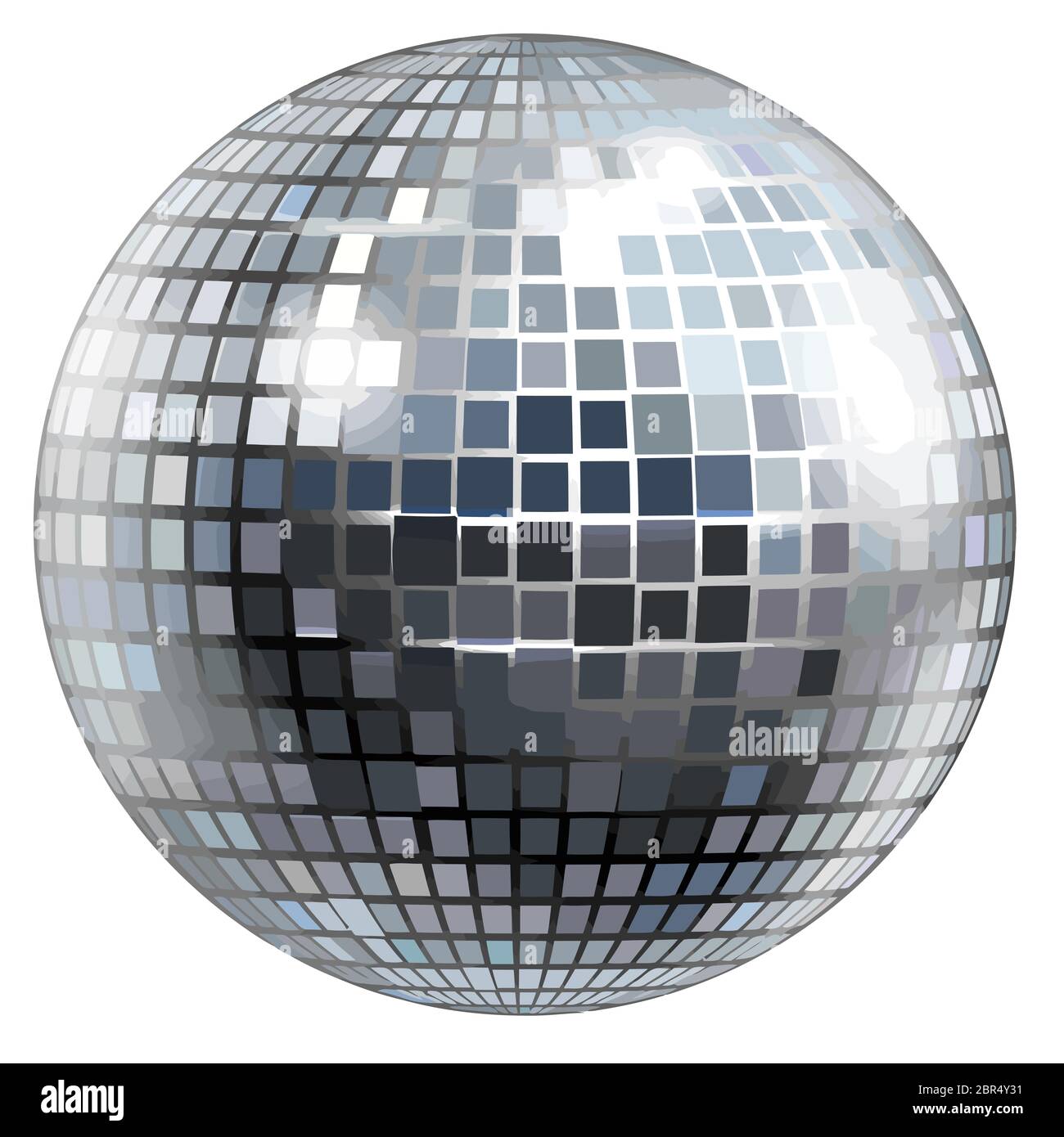 silver mirror disco ball party glowing illumination round sphere ...