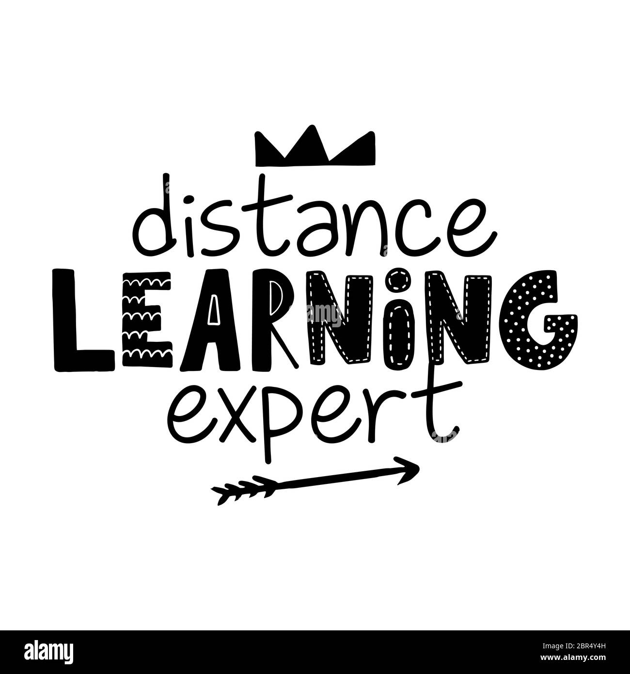Distance learning expert - Awareness lettering phrase. Online school ...