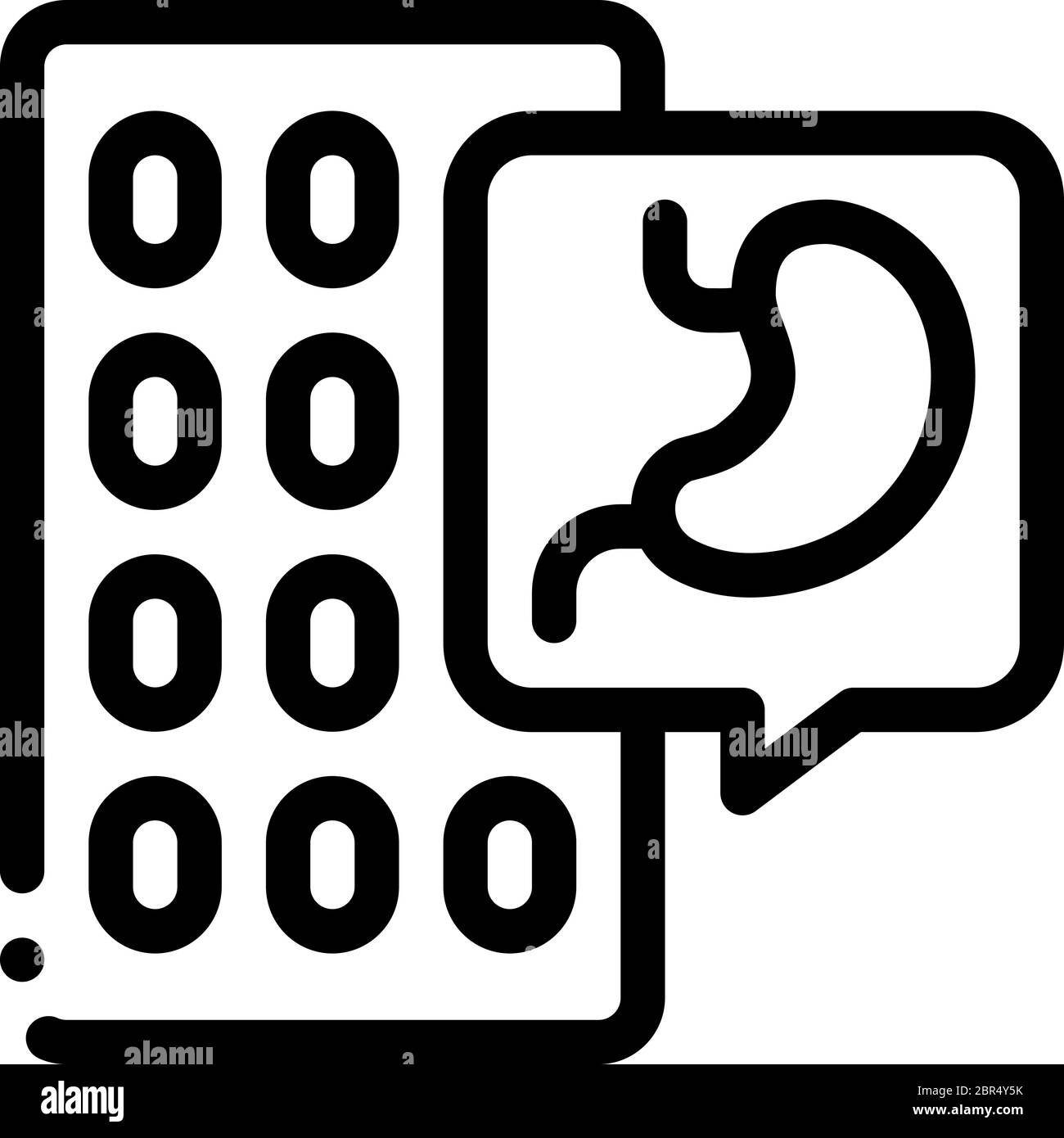 pills against stomach pain icon vector outline illustration Stock ...