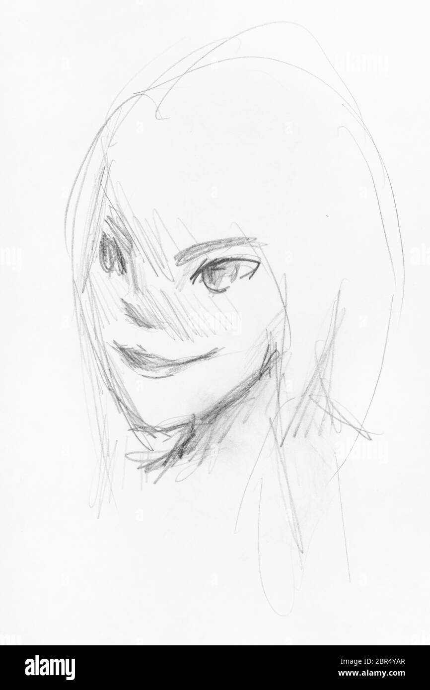 Anime Girl Head Sketch