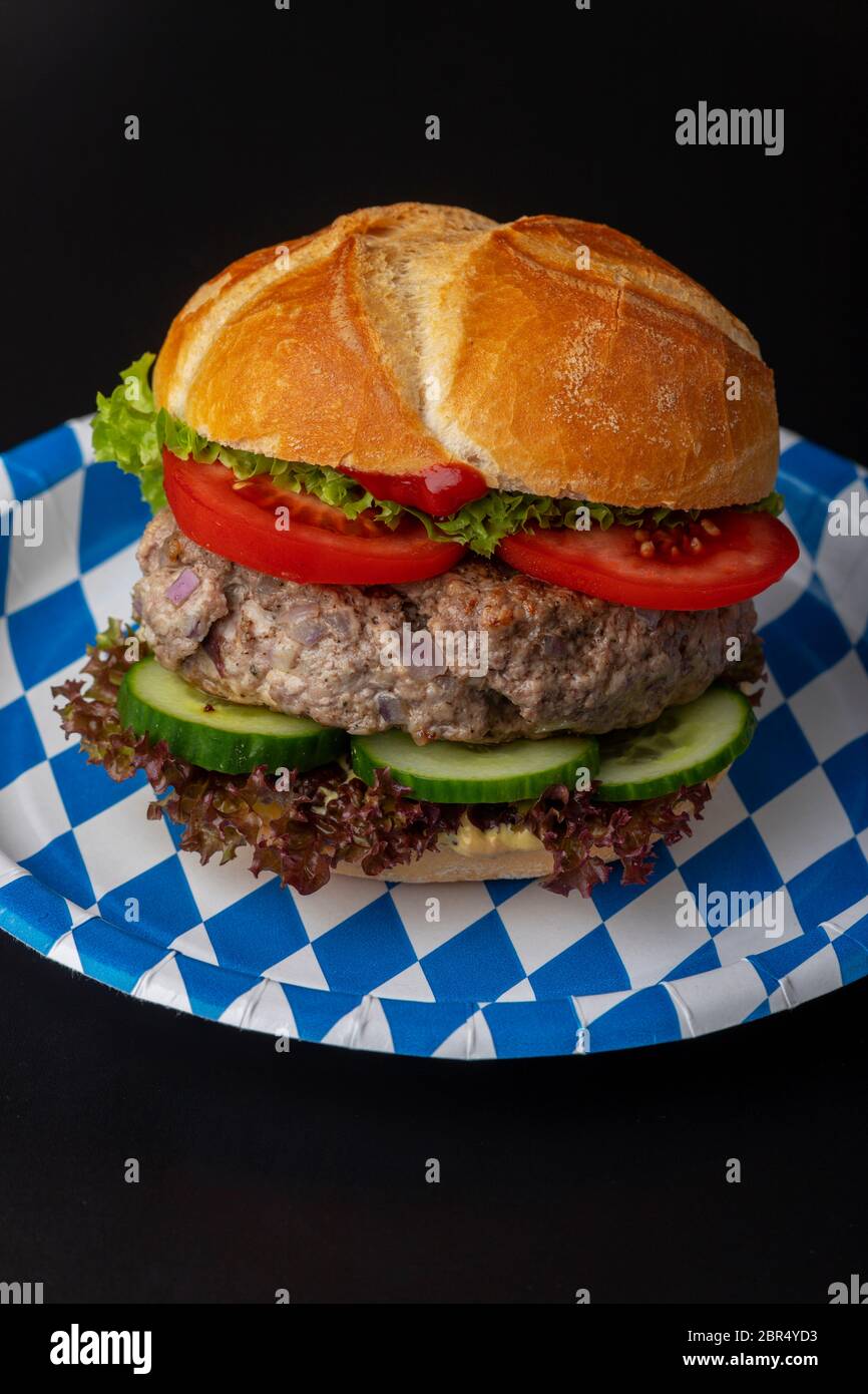 bavarian burger in a typical bun Stock Photo - Alamy