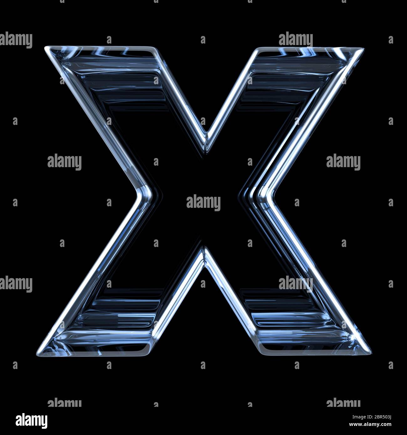 Transparent x-ray letter X. 3D render illustration on black background ...
