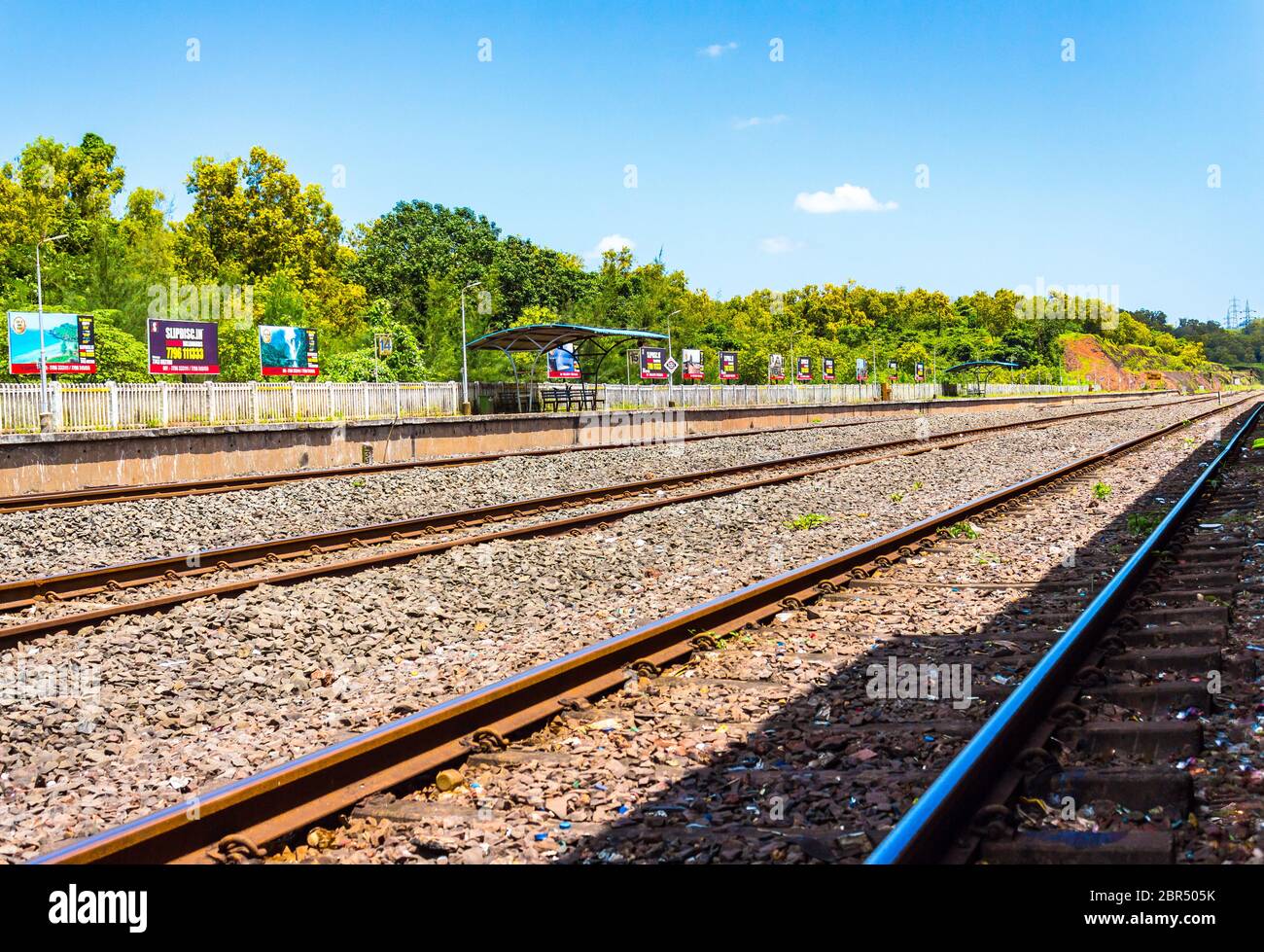 Thivim, Goa / India - September 11 2018: Infinity rail tracks in a ...