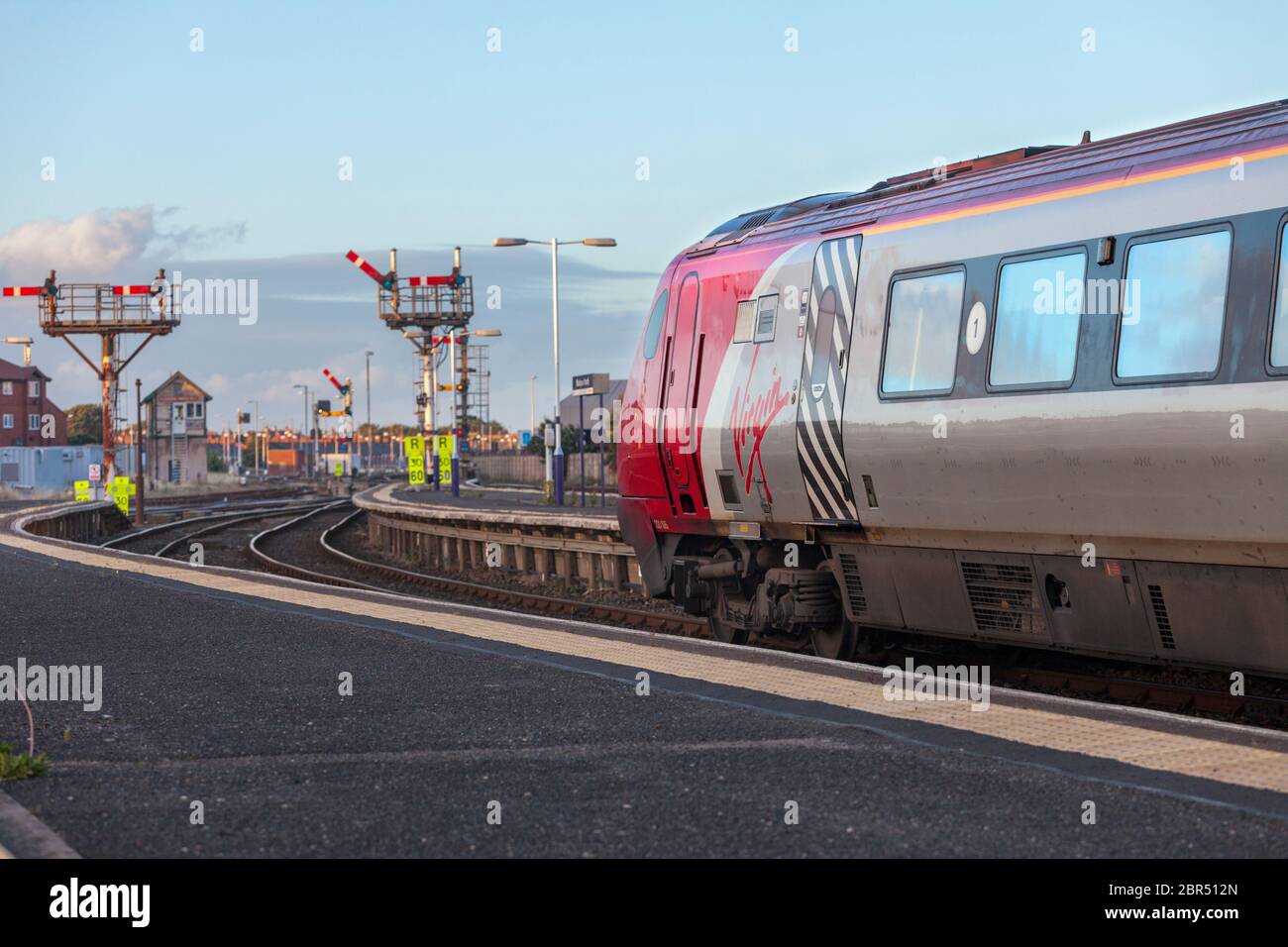 Virgin Trains class 221 voyager train waiting to leave Blackpool North ...