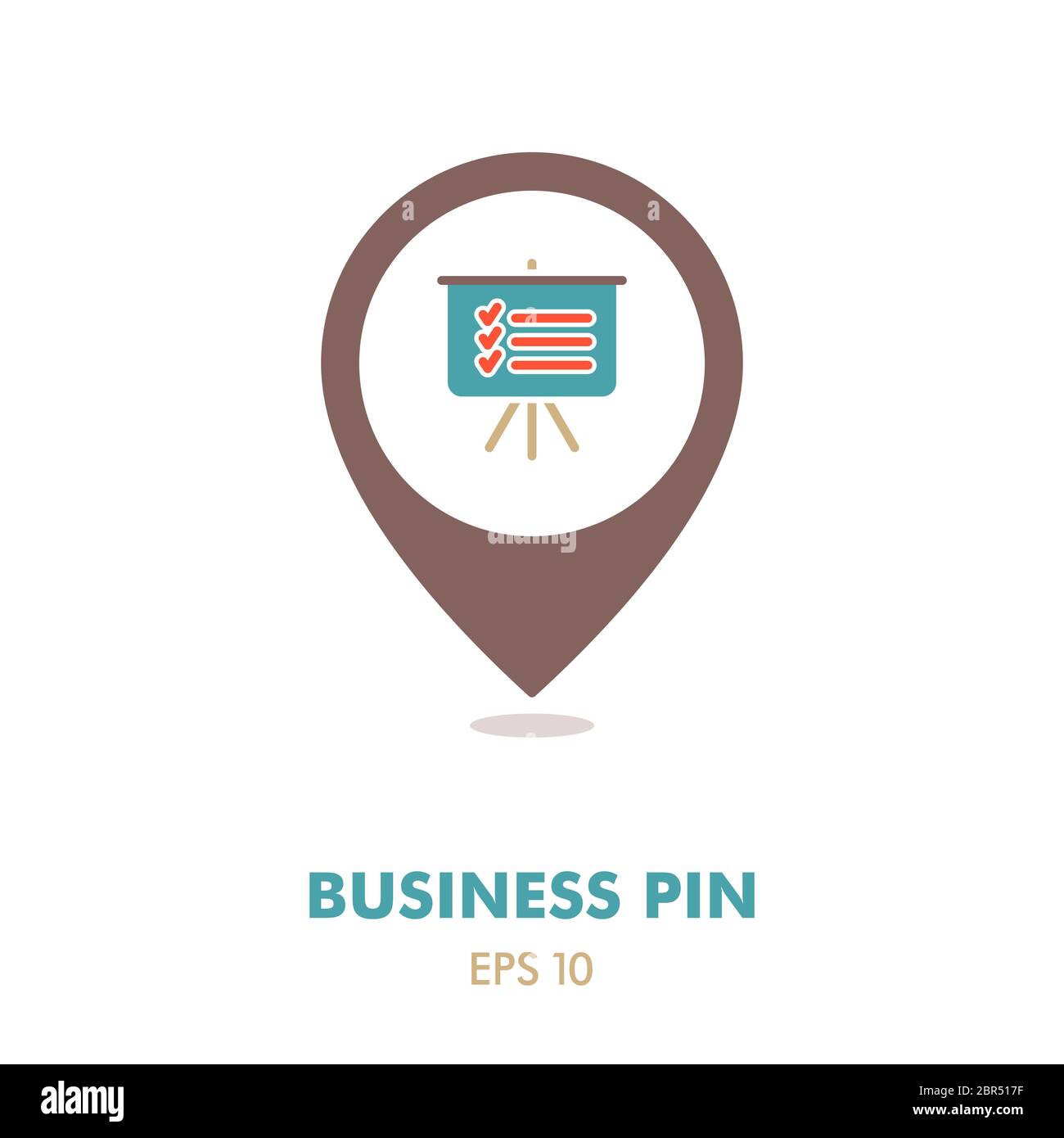 Statistics in training board outline pin map icon. Planning sign ...
