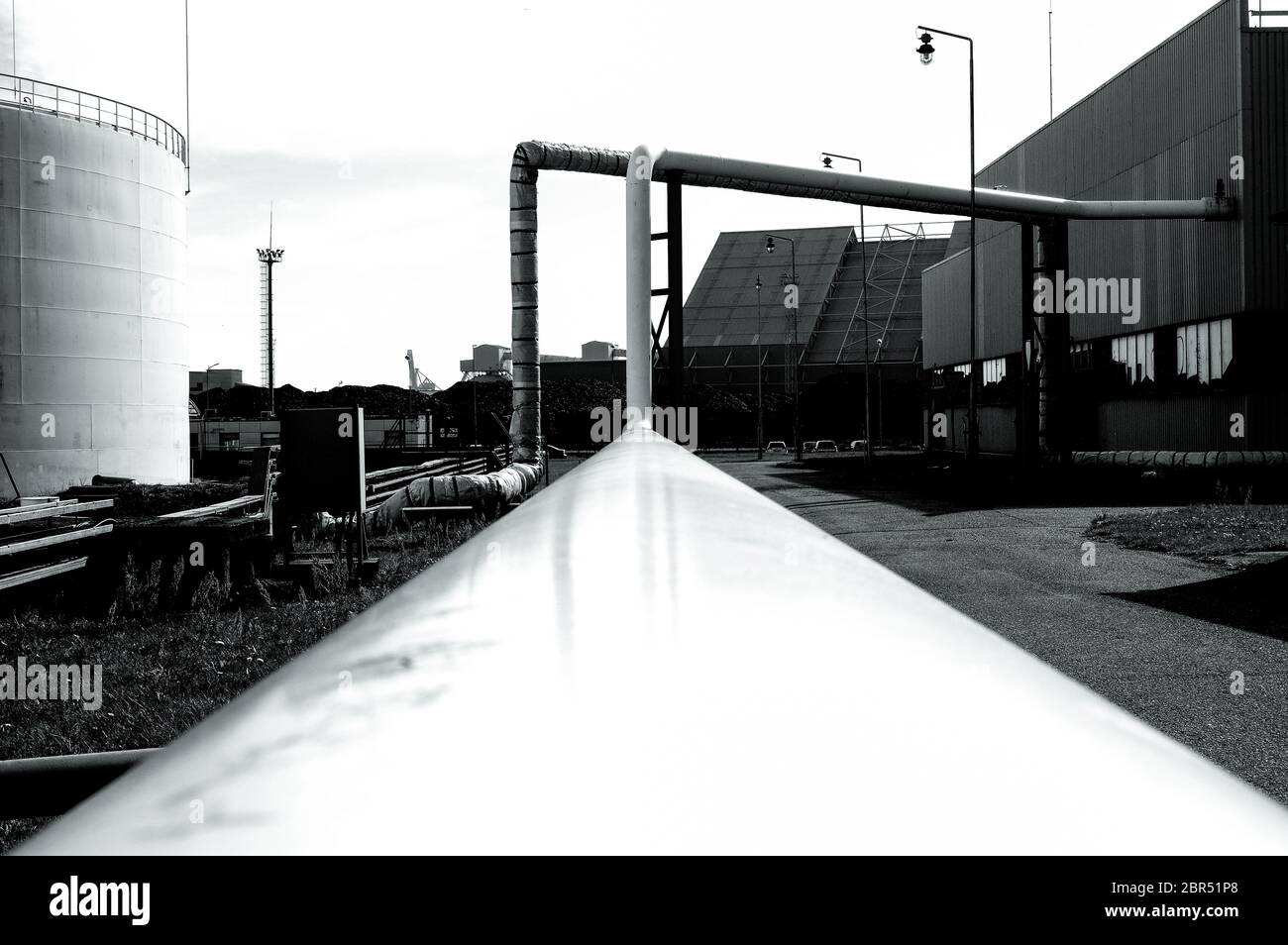 Pipeline and pipe rack of petroleum industrial plant. Offshore Industry ...