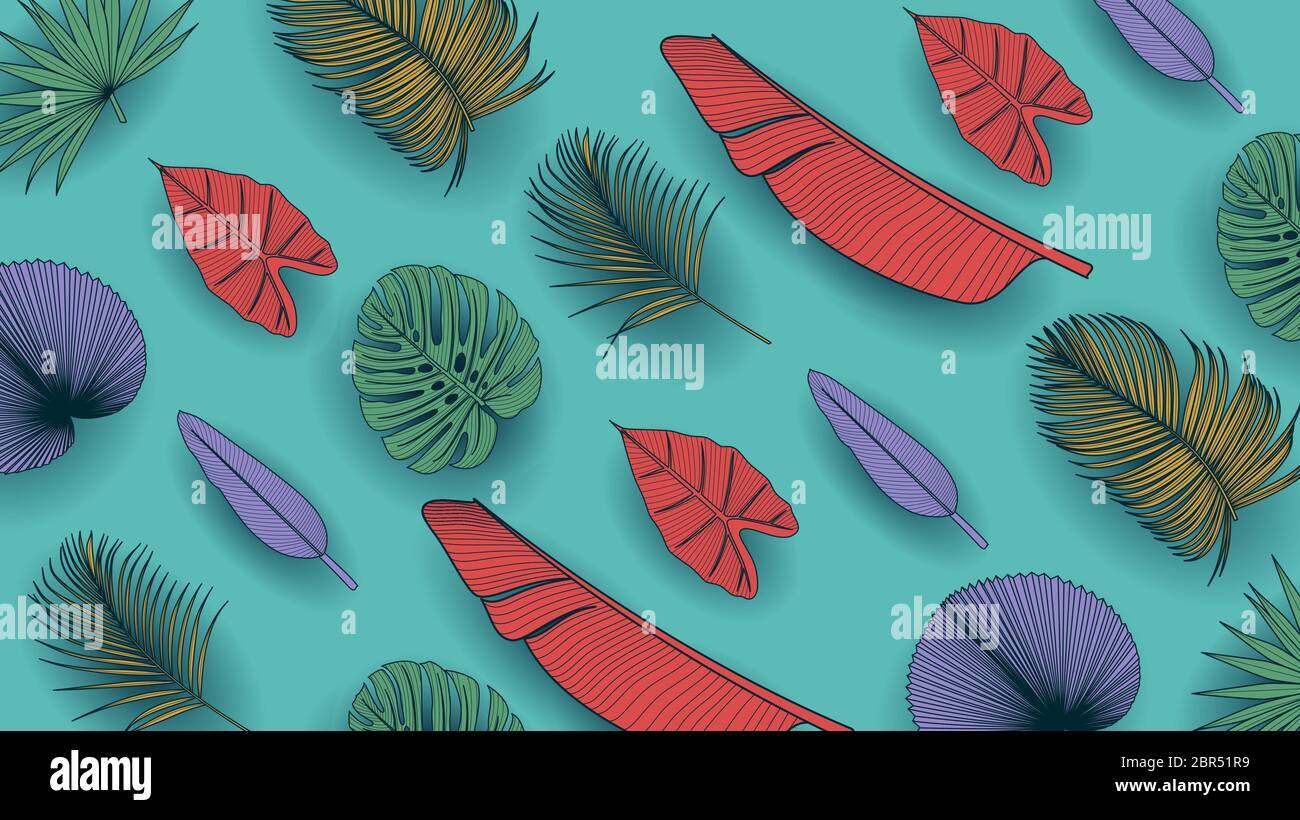 Tropical summer leaves background with jungle plants Stock Vector Image & Art - Alamy