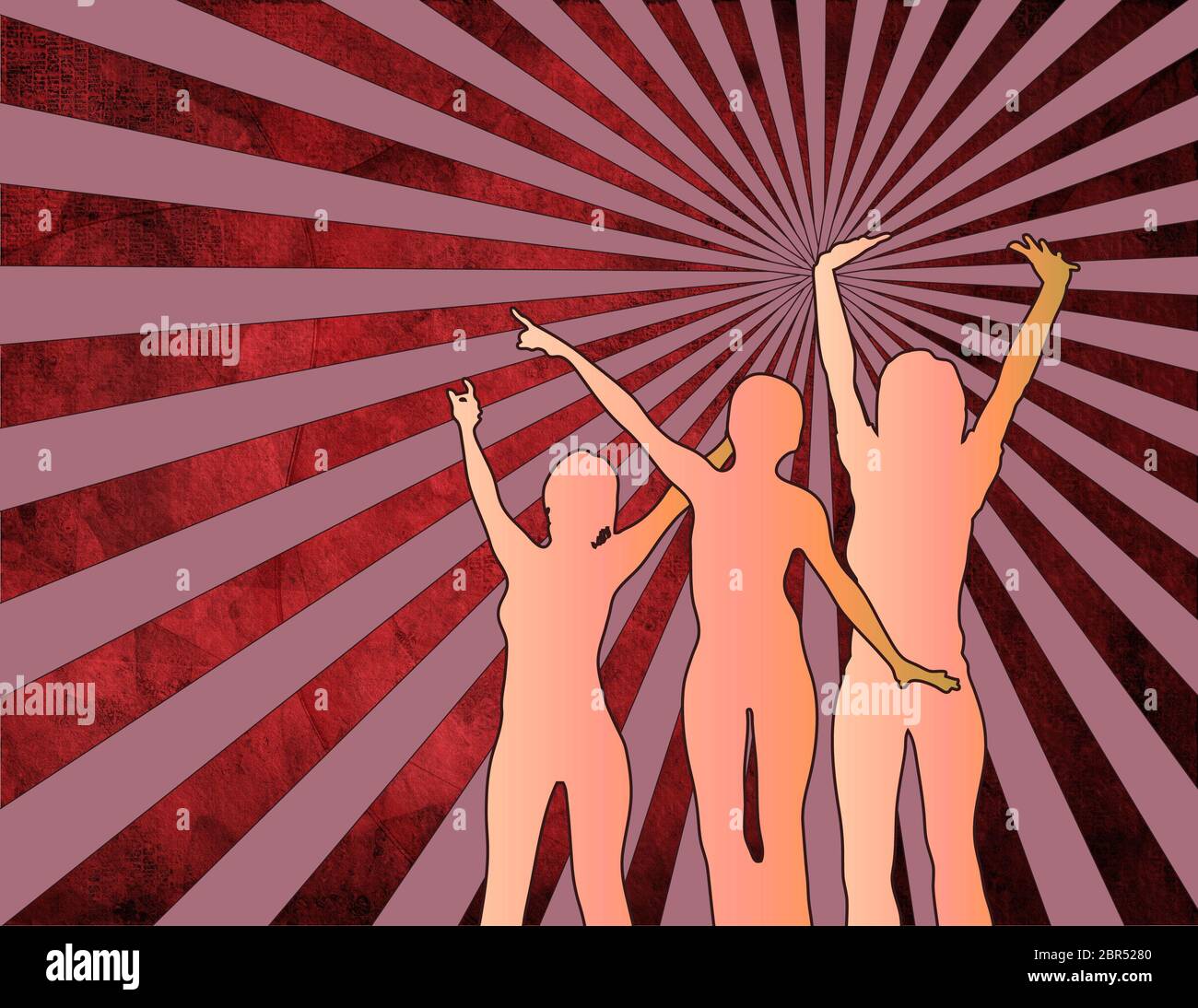 Dancing party girls. Colorful pop art background Stock Photo - Alamy