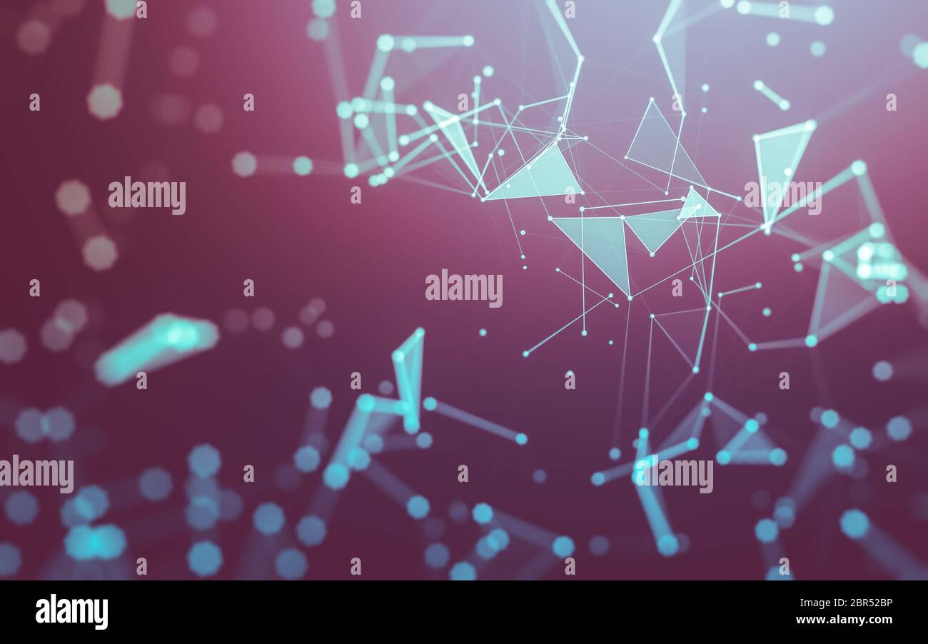 Abstract polygonal space low poly dark background with connecting dots and lines. Connection ...