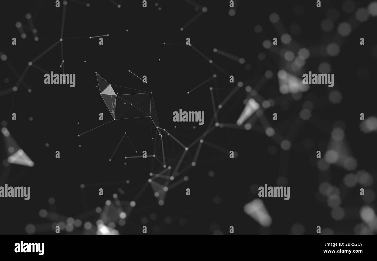 Abstract polygonal space low poly dark background with connecting dots ...