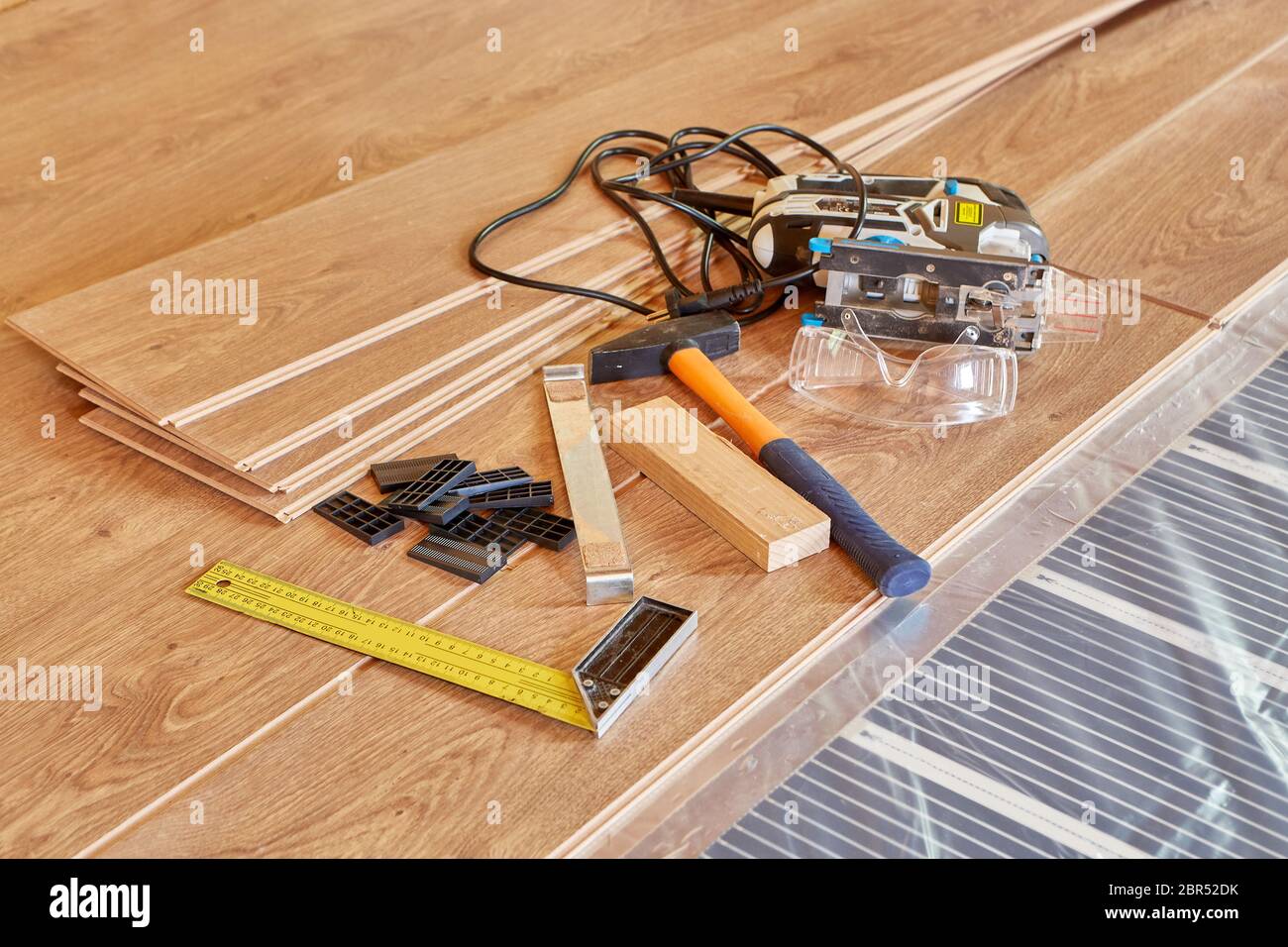 Installation infrared carbon heating film for floor. Installing ...