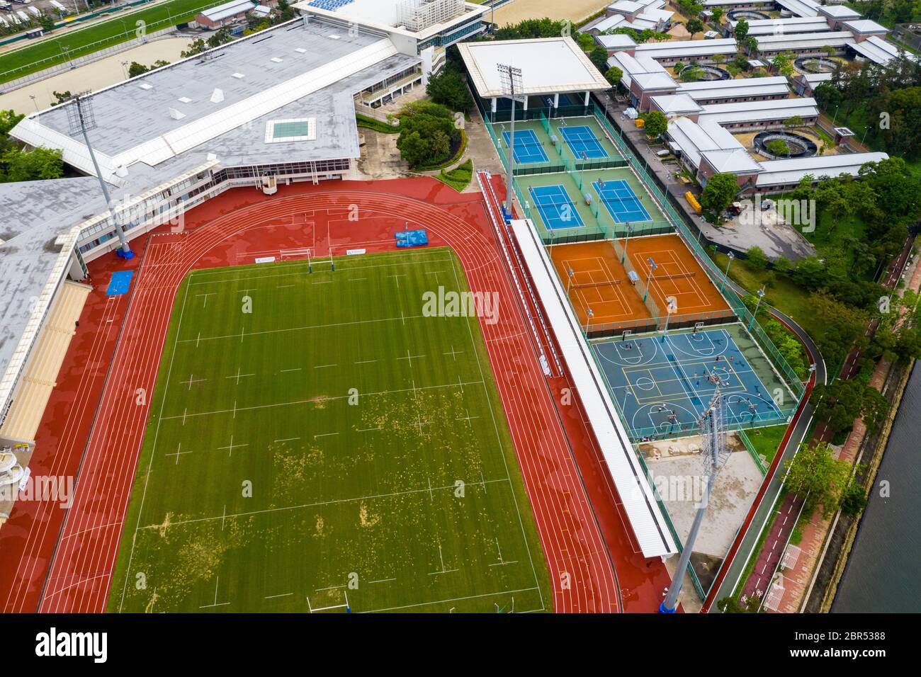 Aerial view of sport complex Stock Photo - Alamy