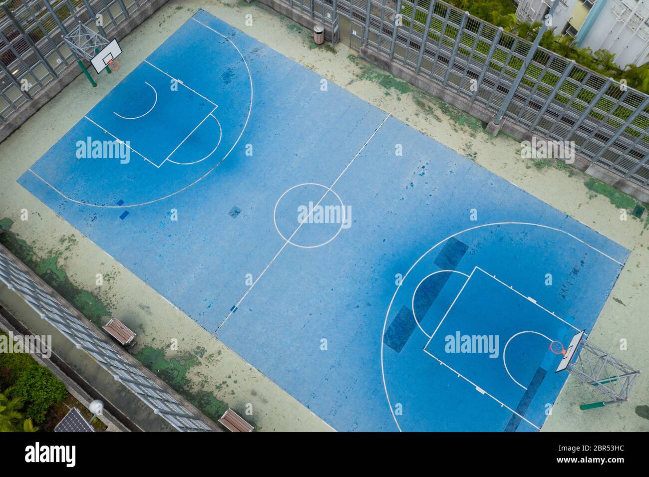 Top view of the recreation basketball playground Stock Photo - Alamy