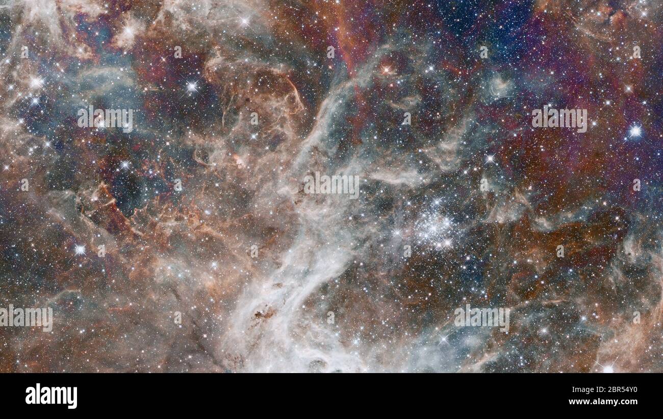 Outer space art. Nebulas, galaxies and bright stars in beautiful ...