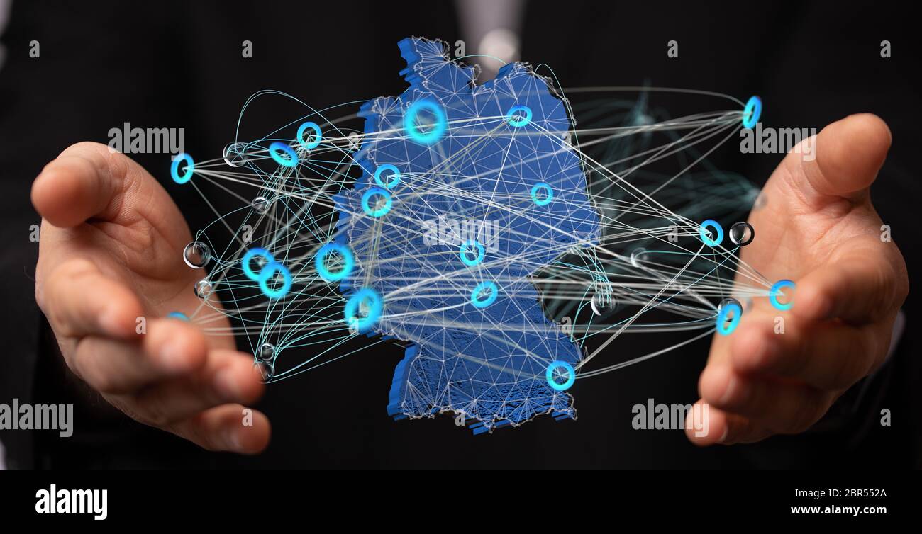 Abstract of germany map network, internet and global connection concept ...