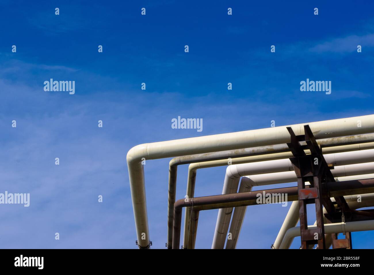 Pipeline and pipe rack of petroleum industrial plant. Offshore Industry ...