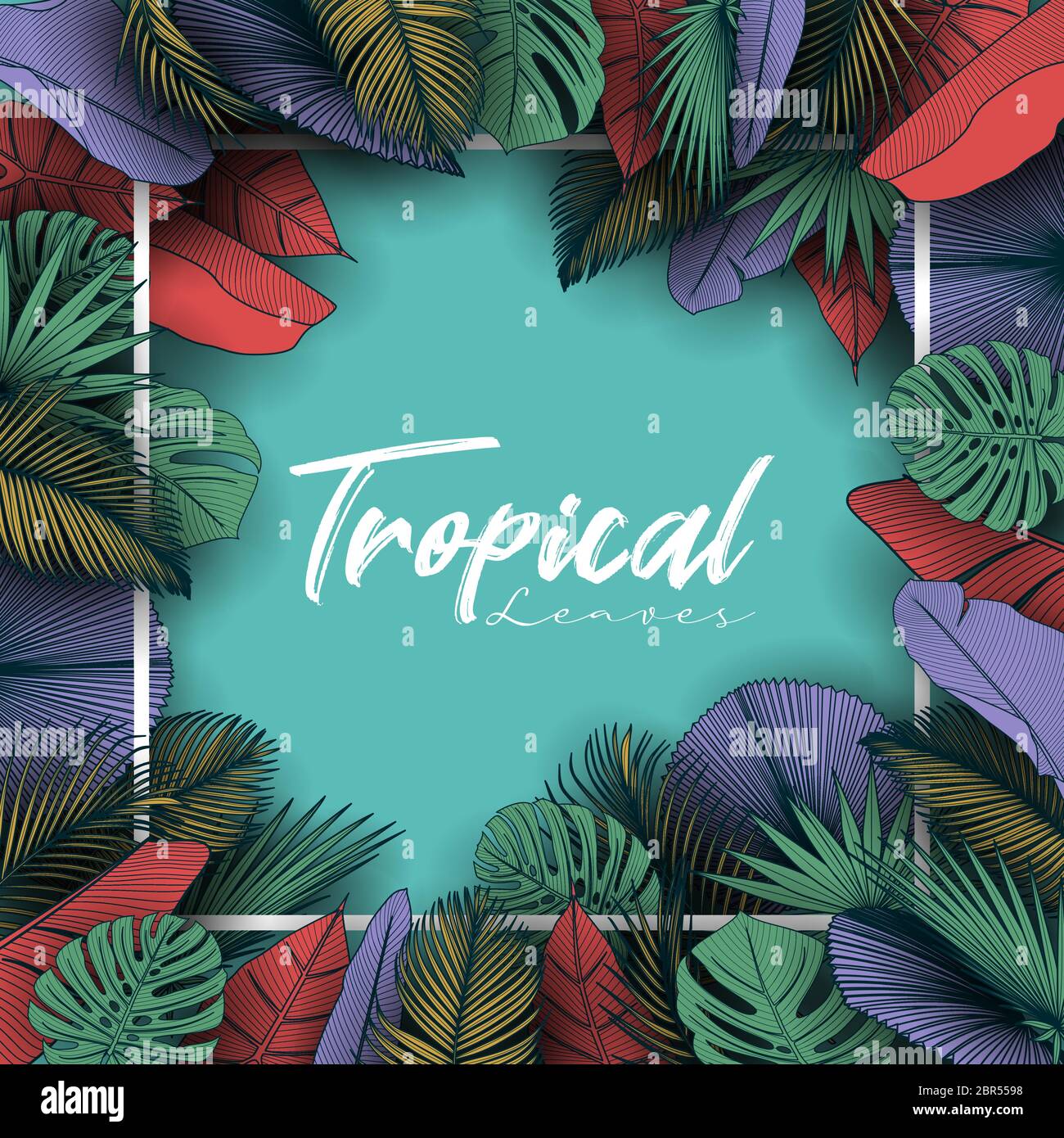 Tropical summer leaves background with jungle plants Stock Vector Image & Art - Alamy