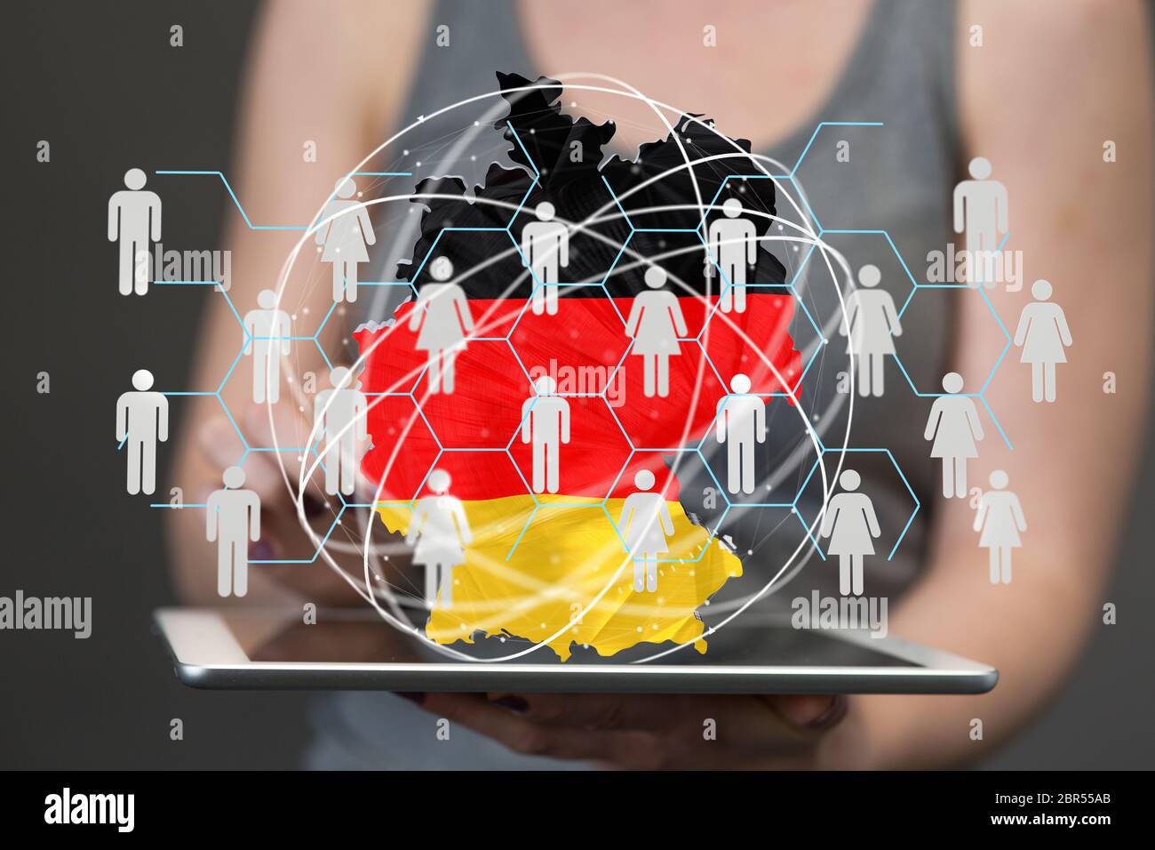 map of Germany. Wire frame 3D mesh Stock Photo - Alamy