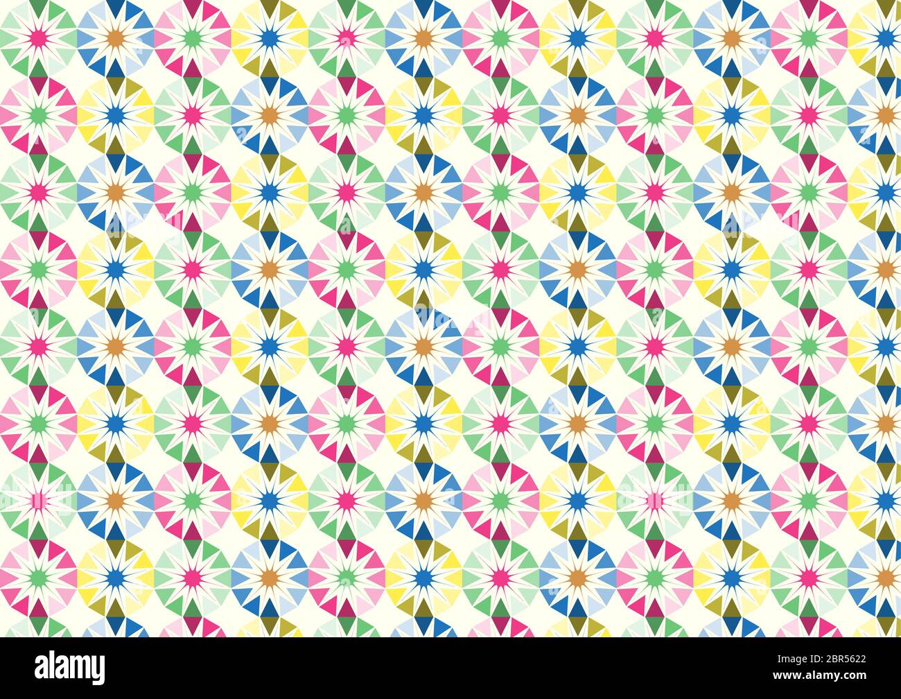 Triangle ball and star pattern on light yellow background. Colorful ...