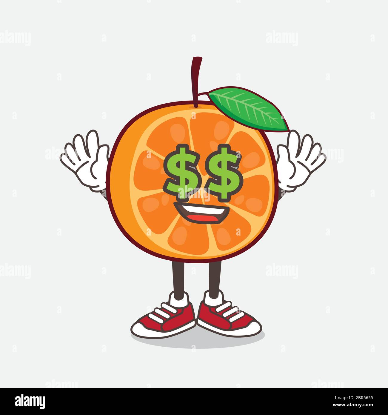 An illustration of Orange Fruit cartoon mascot character with money ...