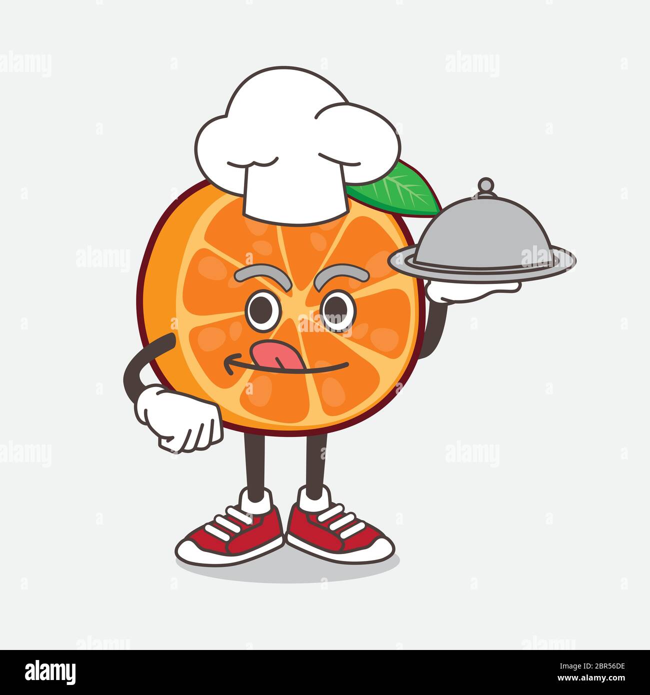 An illustration of Orange Fruit cartoon mascot character as a Chef with ...