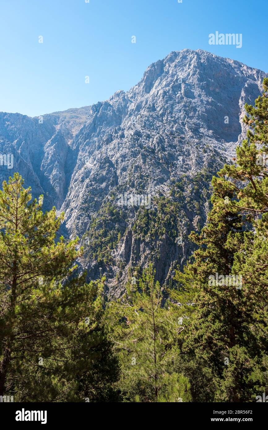 Summer natural views and landscape of the Samaria Gorge. Crete. Greece ...