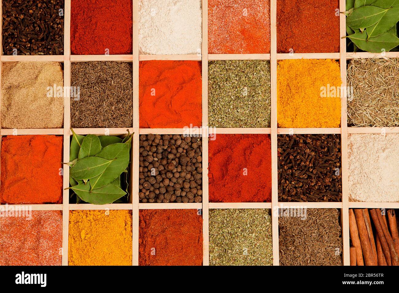 Colorful culinary spice collection, from above. Cooking condiments mix ...
