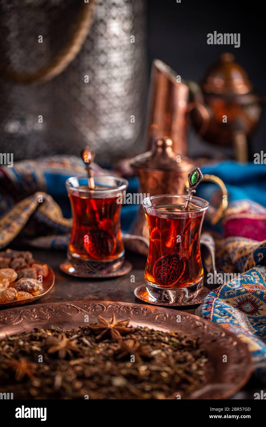 Cup of Turkish tea served in traditional style Stock Photo - Alamy