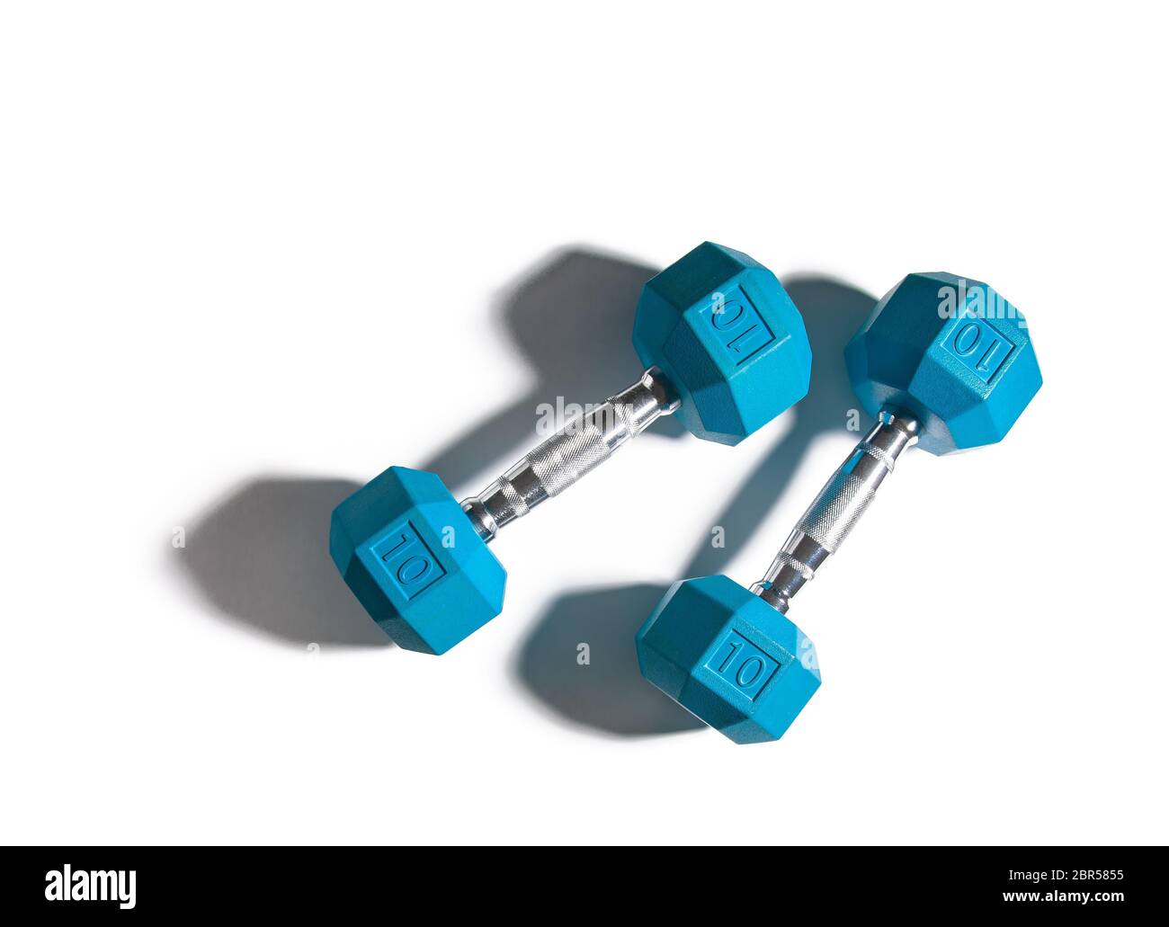 Blue Hand Weights on White background with shadow Stock Photo - Alamy