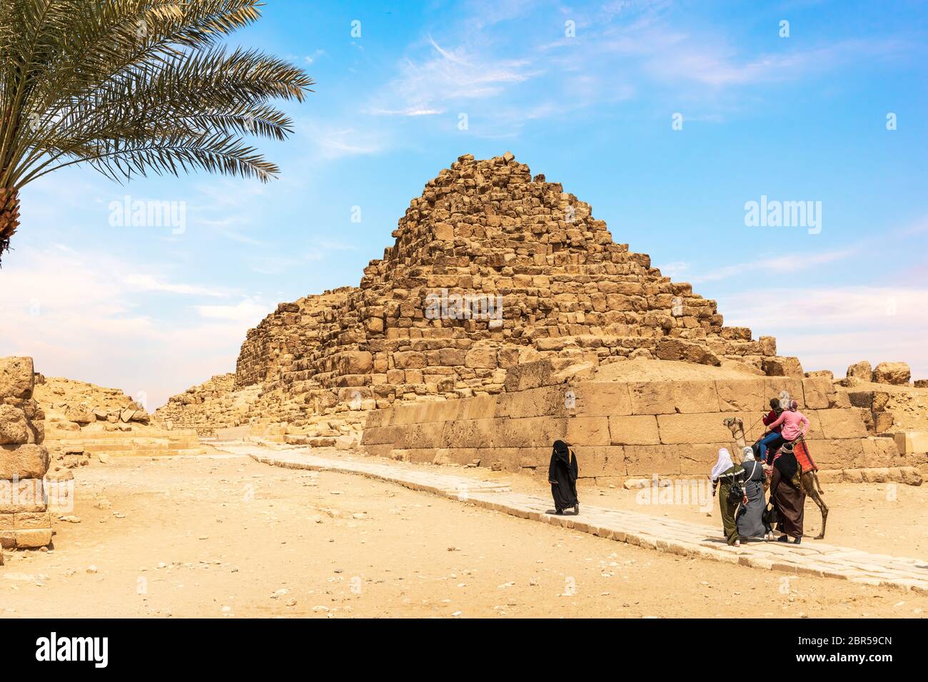 Arabian tourists near one of the Pyramids of Giza, Egypt Stock Photo ...