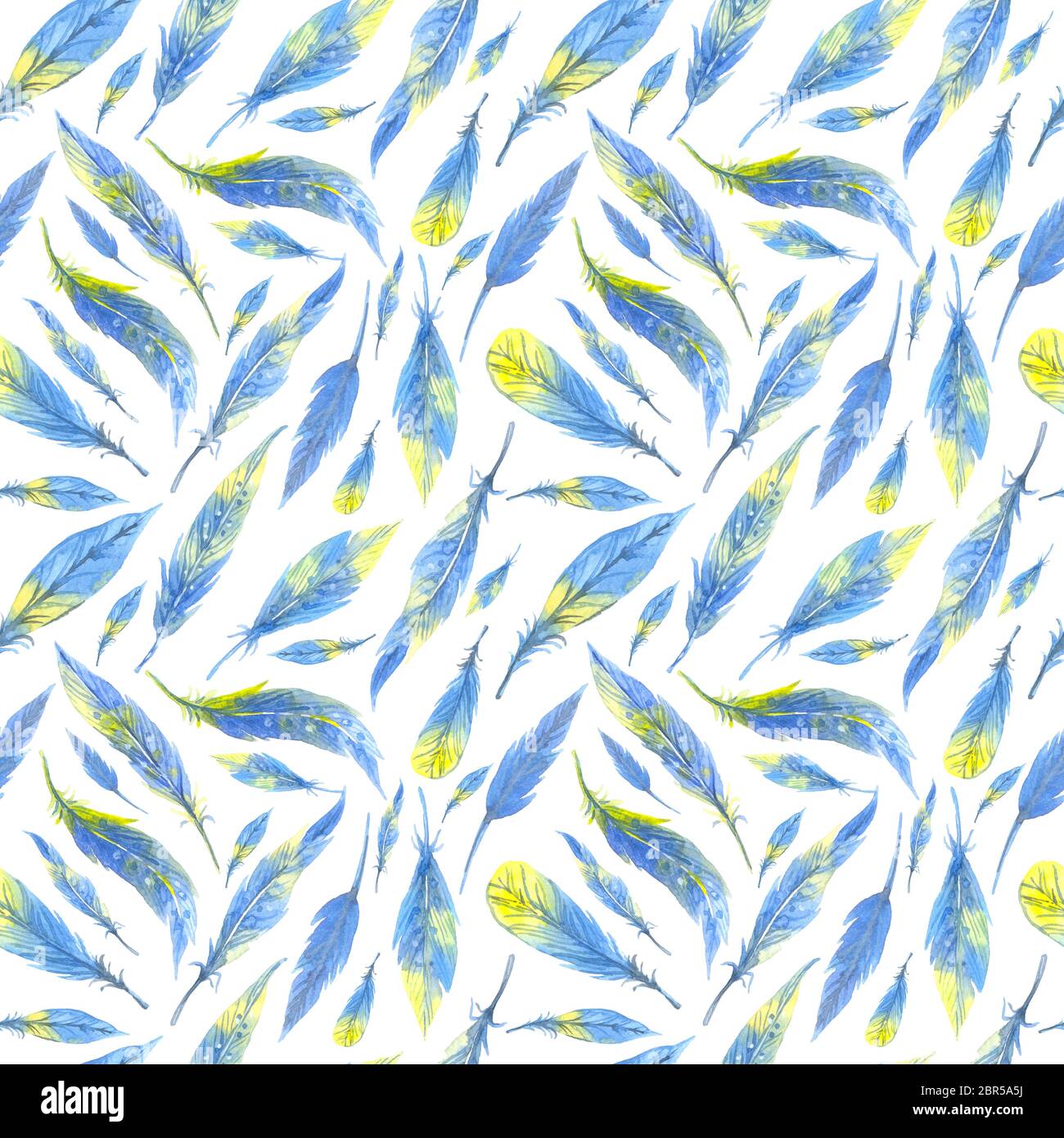 Watercolor seamless boho pattern with feathers. Hand Drawn Illustration ...