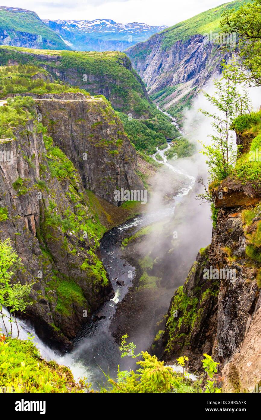 Beautiful view of the Voringsfossen waterfall. Bjoreio river. Norway ...