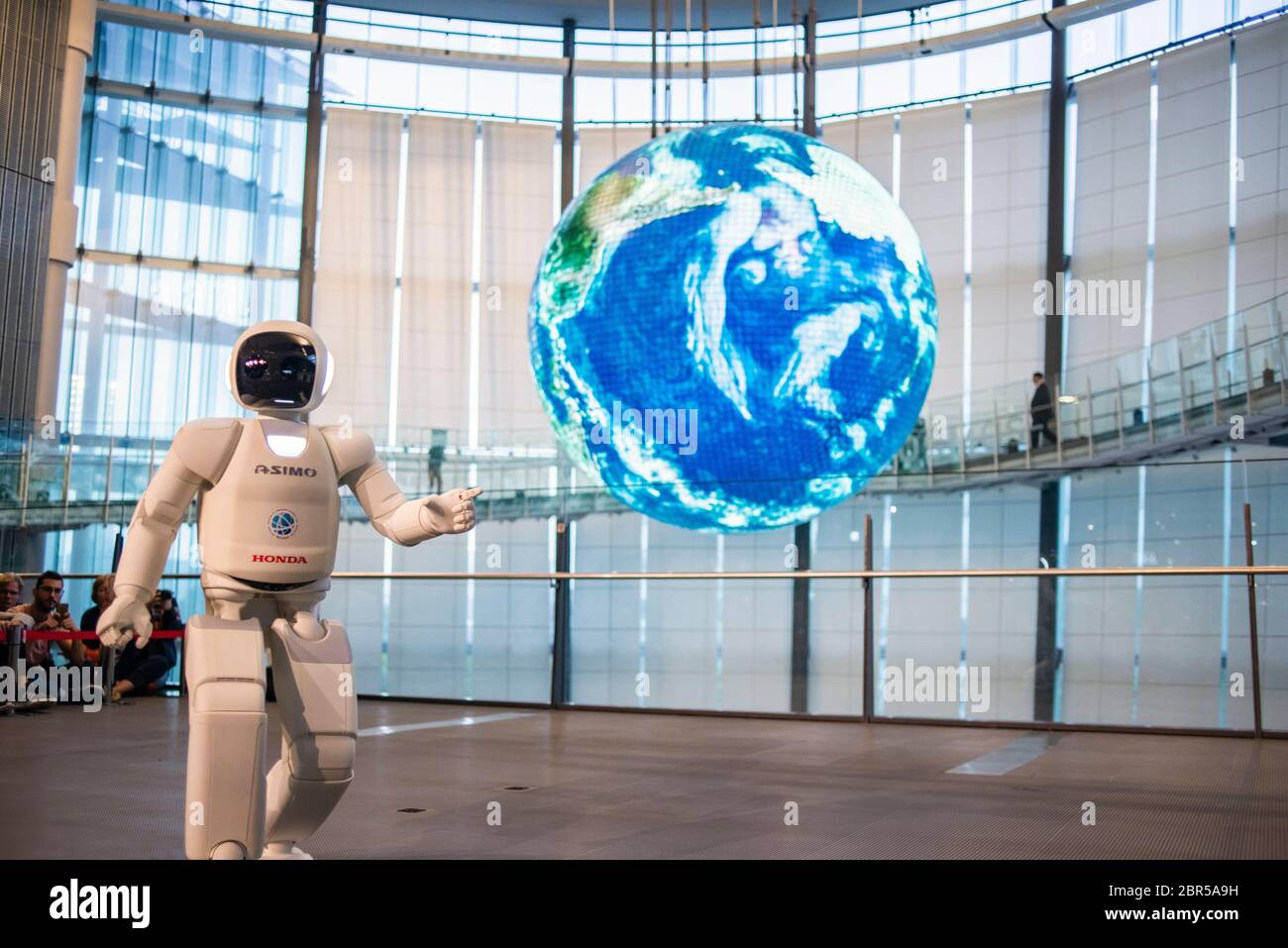 The humanoid robot called Asimo, created by Honda, is performing at the ...