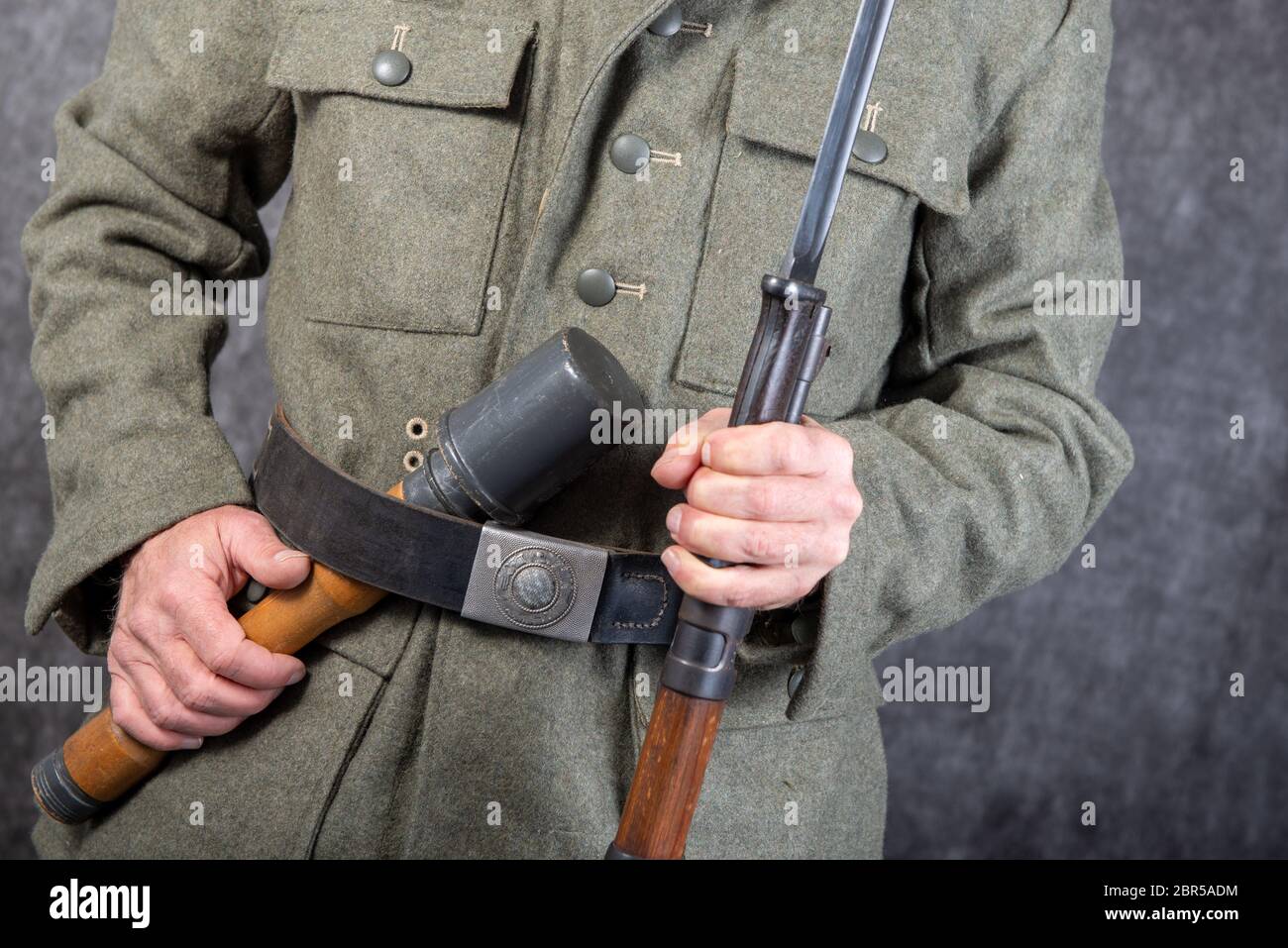 a WW II German soldier with rifle and grenade Stock Photo - Alamy