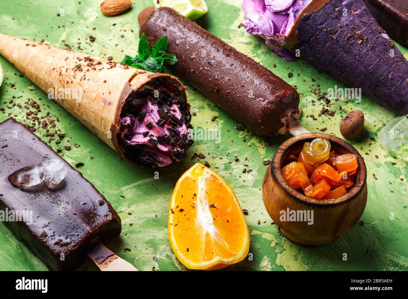 Set of ice cream of different colors and flavours Stock Photo - Alamy
