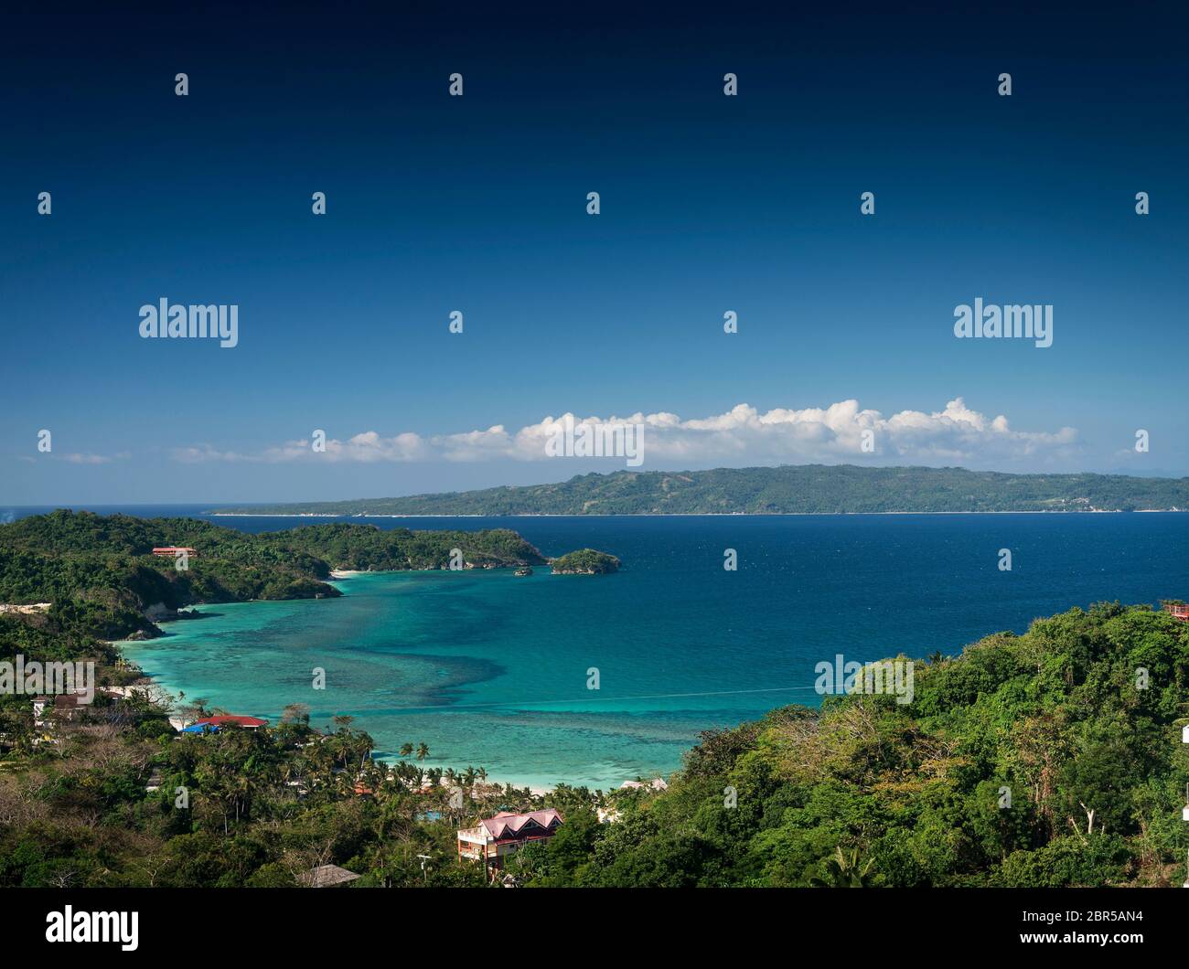 view of tropical boracay island landscape and coast in the philippines ...
