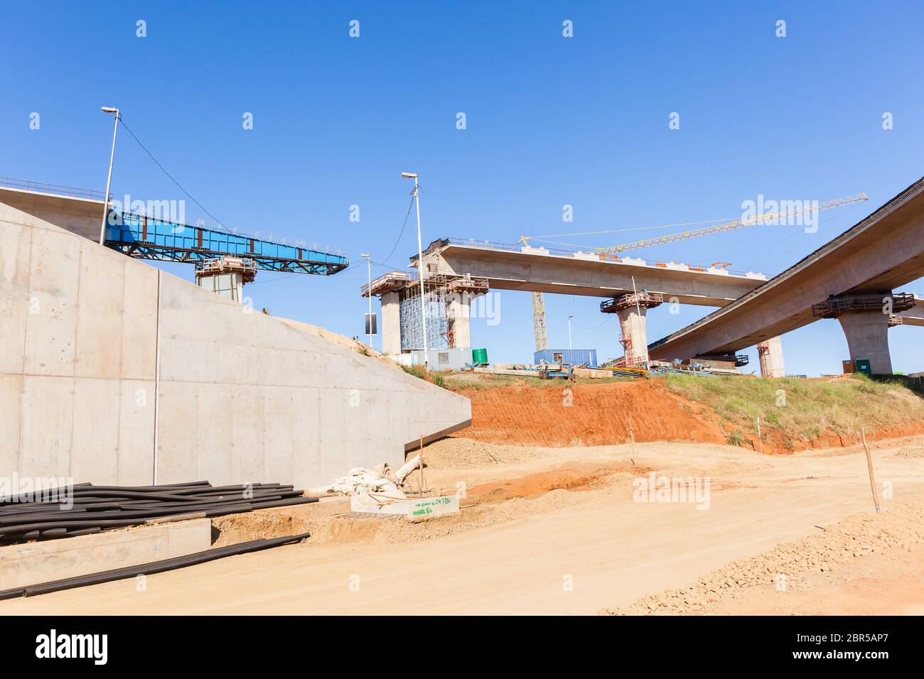 New traffic road intersection junction flyover ramps construction of ...