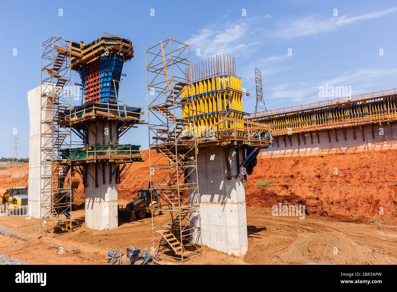 New highway roads junction construction building of ramps,exits, entry ...