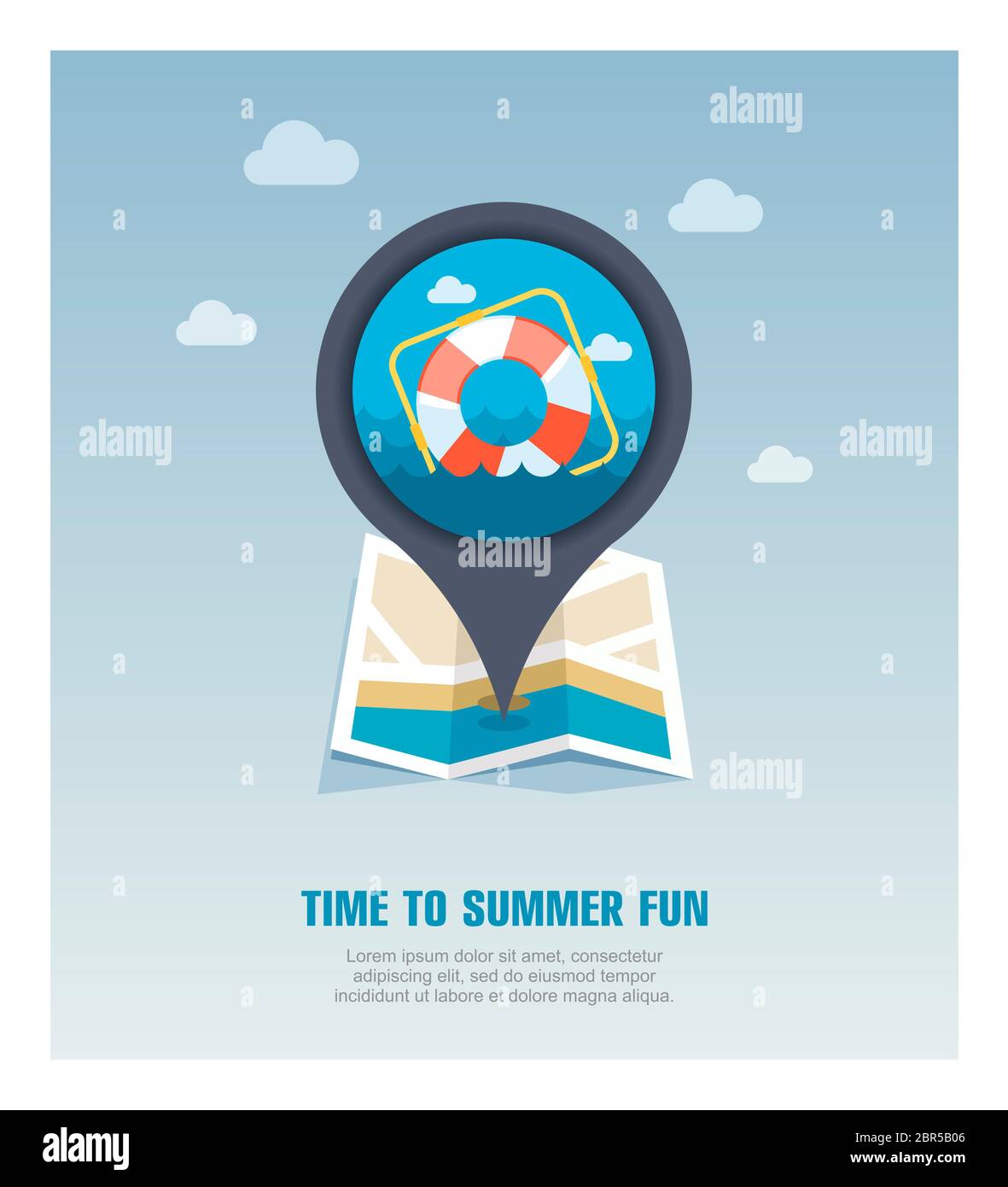 Lifebuoy vector pin map icon. Beach Map pointer. Summer Map markers ...