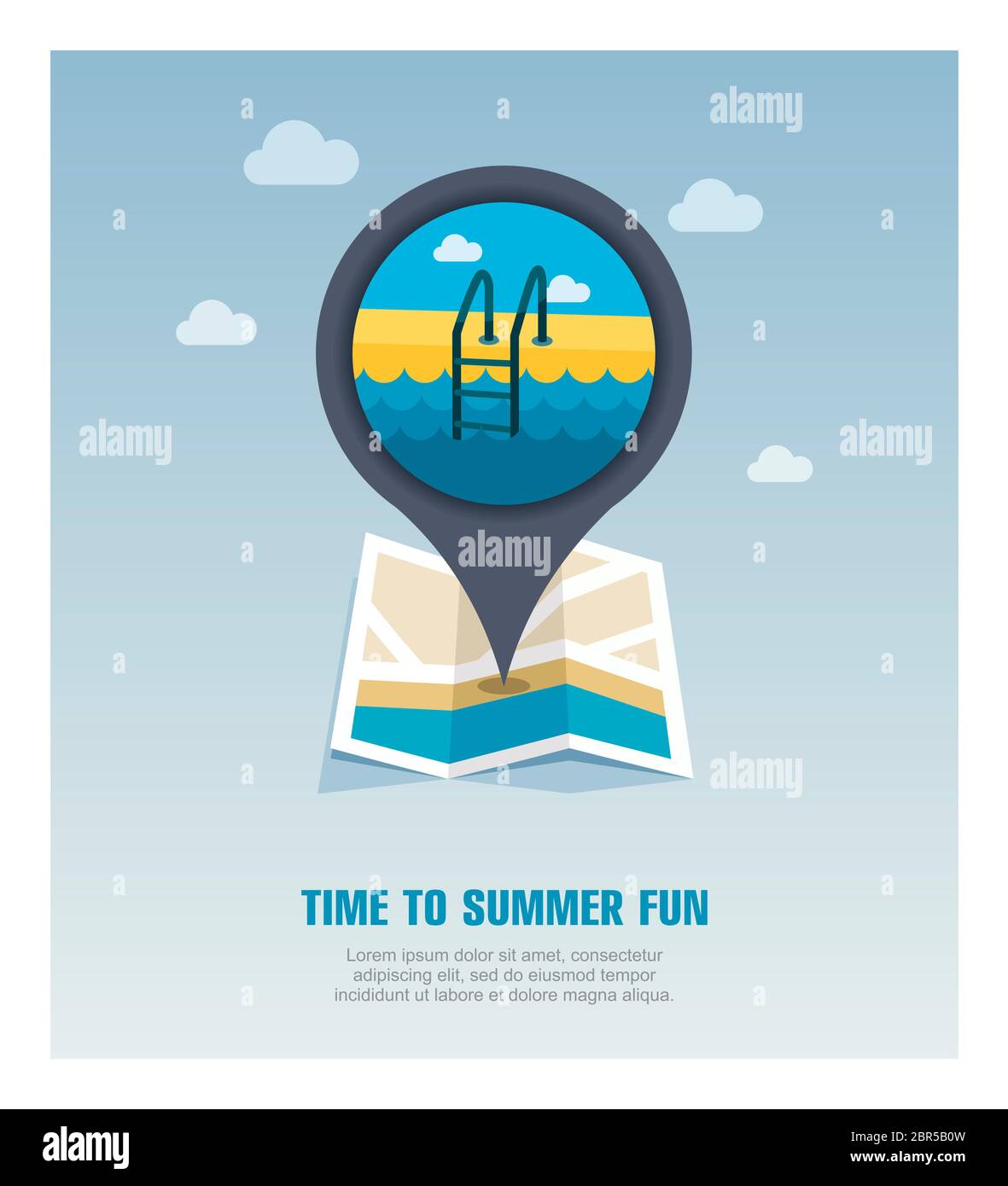 Swimming pool vector pin map icon. Beach Map pointer. Summer Map ...