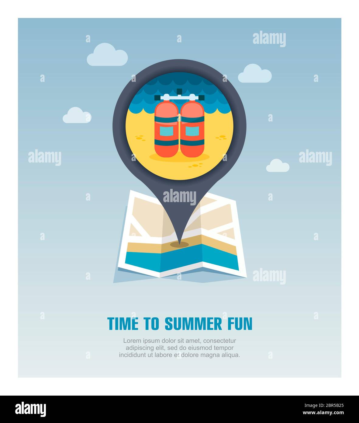 Oxygen tank vector pin map icon. Beach Map pointer. Summer Map markers ...