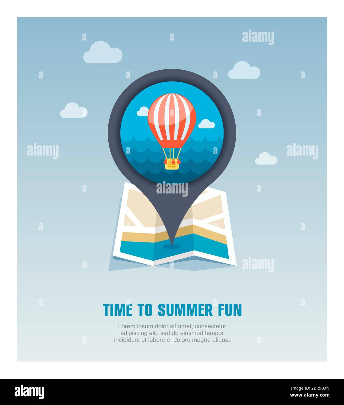 Hot Air Balloon vector pin map icon. Travel Map pointer. Summer Map ...