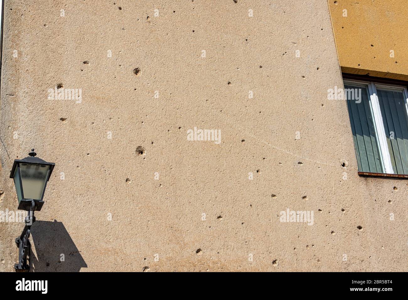 View of a bullet riddled building in Mostar, Bosnia Stock Photo - Alamy