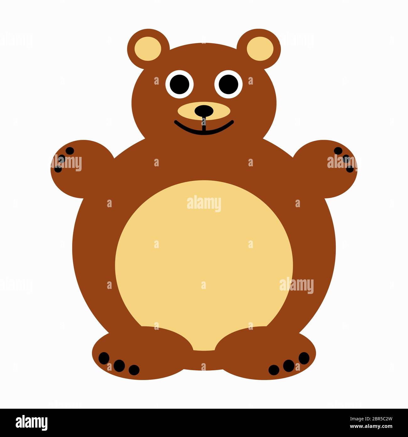 Symmetrical cute brown bear illustration for children on white ...