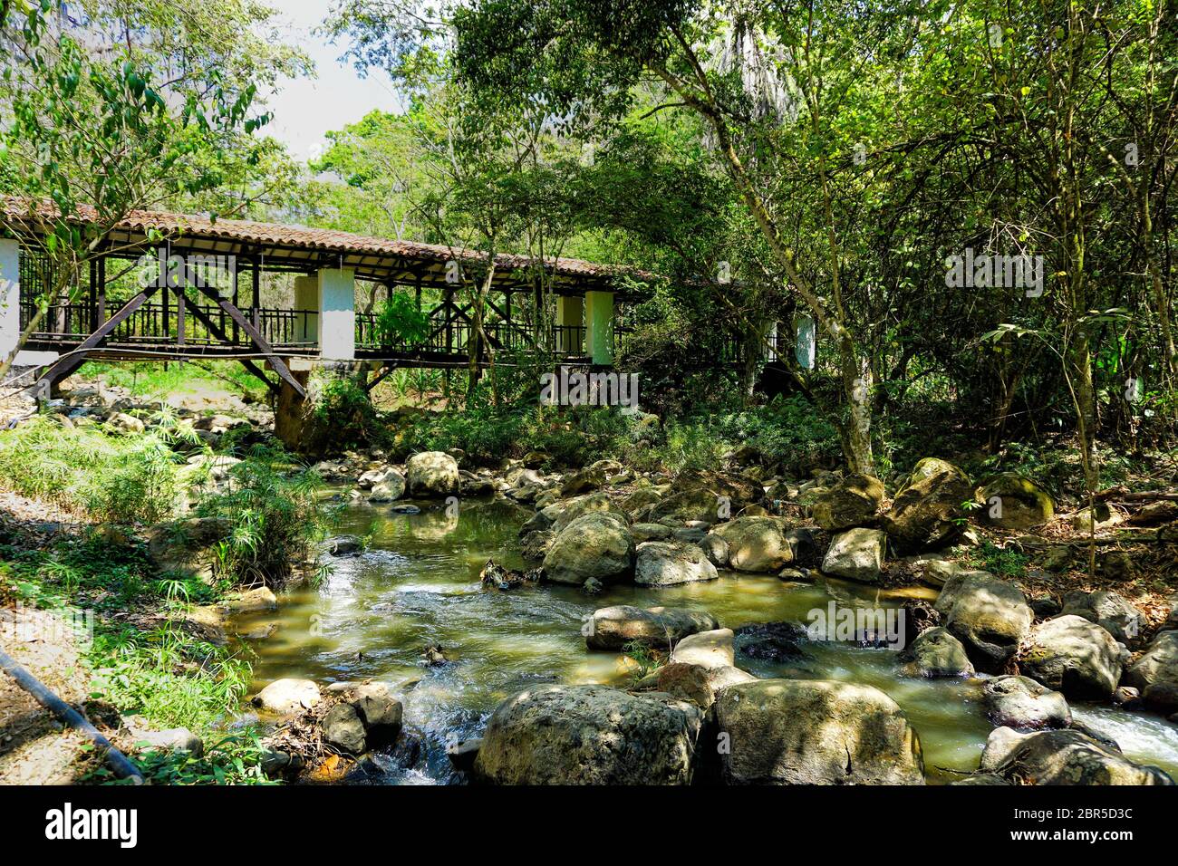Old bridge and river in the Gallineral Park in San Gil, Colombia Stock ...